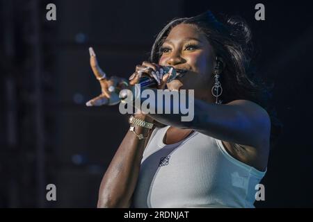French singer Aya Danioko, aka Aya Nakamura, performs on the main stage ...