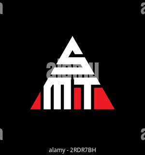 SMT-Logo mit dreieckigen Buchstaben und Dreiecksform. SMT-Monogramm mit ...
