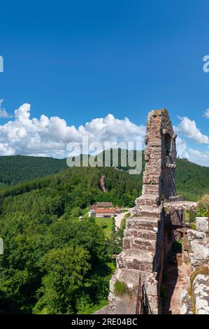 Blick von den Ruinen der Burg Fleckenstein auf die Vogesen, Lembach ...