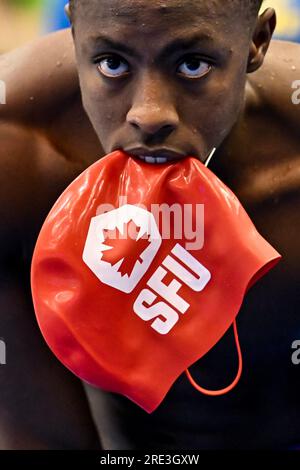 Fukuoka, Japan. 25. Juli 2023. Sun Jiajun (L) und Qin Haiyang aus China ...