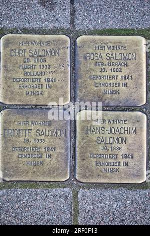 Hamburg, Deutschland. Messingplaketten (Stolperstein) an jüdische ...