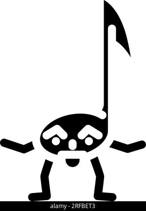 Notenzeichen Retro-Glyphe-Symbol-Vektor. Notenzeichen mit Retro-Zeichen ...