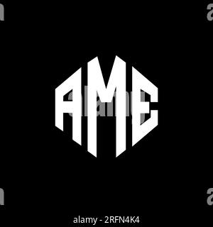 Logo mit AME-Buchstaben und Polygonform. Logo in AME-Polygon- und ...