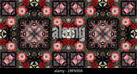 Boho-Banner mit folkloristischen Blumen im Zigeuner-Retro-Stil ...