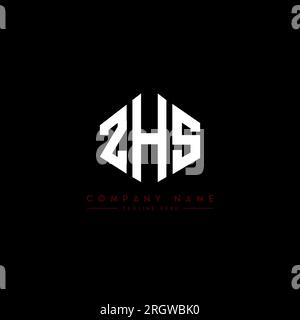 Logo mit ZHS-Buchstaben und Polygonform. ZHS-Polygon- und würfelförmiges Logo. Sechseckige ZHS ...