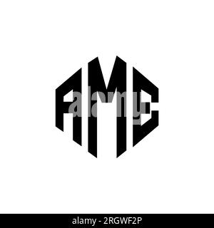 Logo mit AME-Buchstaben und Polygonform. Logo in AME-Polygon- und ...