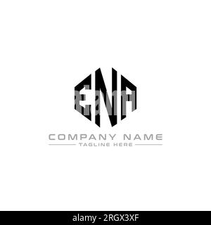 LOGO mit ENA-Buchstaben und Polygonform. ENA-Polygon- und würfelförmiges Logo. WEISSE und ...