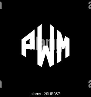PWM-Buchstabenlogo mit Polygonform. PWM-Polygon- und würfelförmiges ...