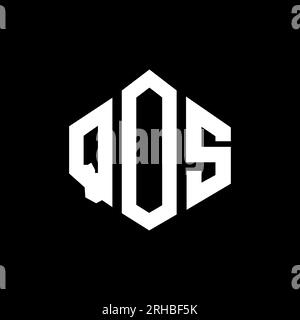 QOS-Buchstabendesign mit Polygonform. QOS-Polygon- und würfelförmiges ...