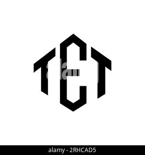Logo mit TET-Buchstaben und Polygonform. TET-Polygon- und würfelförmiges Logo. TET sechseckige ...