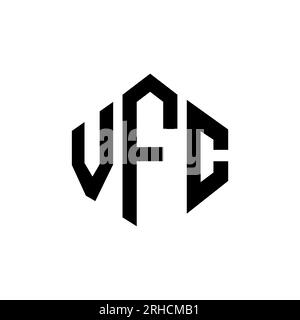 Logo mit VFC-Buchstaben und Polygonform. VFC-Polygon- und würfelförmiges Logo. VFC sechseckige ...