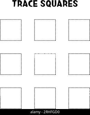 Verfolgen und rechtwinklig lernen. Grundlegende geometrische Formen. Arbeitsblatt für Kinder ...