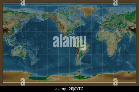 Physische Karte der Welt in der Compact Miller-Projektion, zentriert ...
