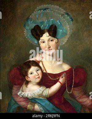Porträt von Maria Anna Rawiczowa (1807-1887) mit ihrem Sohn Jas (1832 ...