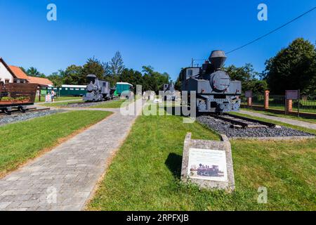 Nagycenki Szechenyi Muzeumvasut Schmalspurbahn. Personenzug gezogen von der „Andras ...