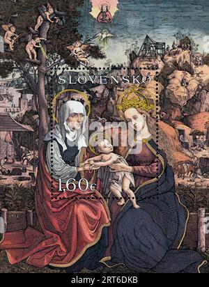 Das Gemälde der Heiligen Sippe. Heilige Jungfrau Maria mit dem Jesuskind mit der Heiligen ...