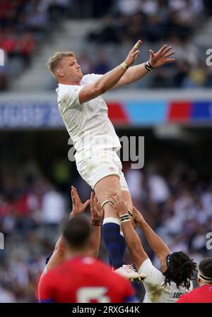 Englands David Ribbans während der Rugby-Weltmeisterschaft 2023, Pool D ...