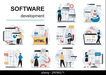 Programmiersoftware-Konzept mit Charaktersituationen Megaset ...