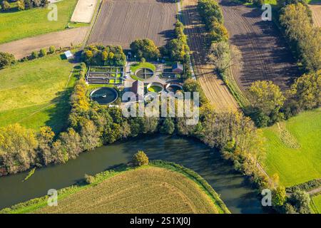 Luftaufnahme, Lippeverband Kläranlage Selm-Bork an der Lippe, Felder ...