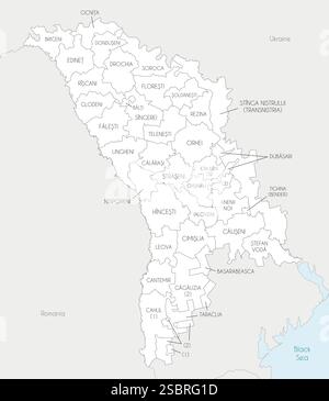 Moldauische politische Karte der Verwaltungsabteilungen - Bezirke ...