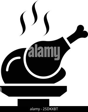 Gebratenes Huhn Symbol Vektor, gefüllt flache Zeichen, solide ...