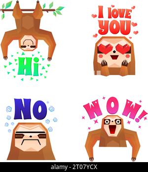 Faultier Symbole gesetzt. Cartoon von sloth Vector Icons für Web Design ...