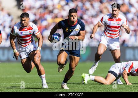 Nantes, Frankreich. Oktober 2023. Naoto Saito aus Japan gibt den Ball ...
