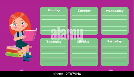 Schulfahrplan. Handgezeichnet. Fahrplan für den Unterricht. Plannotiz ...