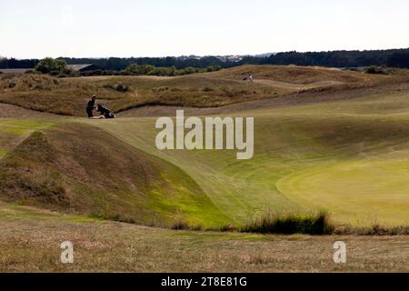 Blick auf einen Teil der Royal Cinque Ports Golf Links, Sandown Castle ...