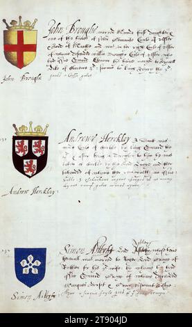 Buch der englischen Heraldik, Wappen von Simon de Mountford, Geffray Ludgarshall und Richard ...