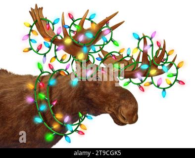 Lustige Holiday Elch Geweihe mit festlichen Lichtern als skurriles ...