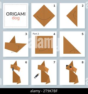 Origami-Tutorial für Kinder. Origami, süßer Hund Stock-Vektorgrafik - Alamy