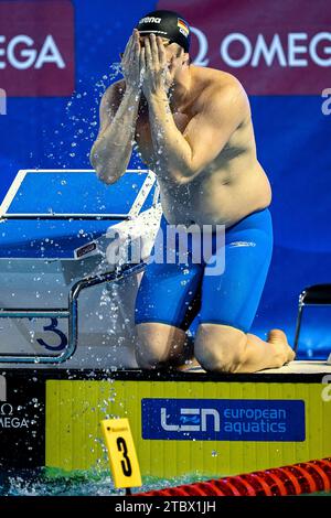 Marco Koch aus Deutschland bereitet sich auf das 200-m-Finale der Männer während der Kurzkurs ...