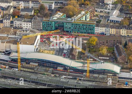 Luftaufnahme, Hauptbahnhof Hbf große Baustelle mit neuer Gleishalle und Bahnhofsvorplatz Ost ...