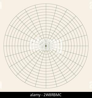 Kreisförmiges Raster mit Polarkoordinaten auf weißem Hintergrund ...