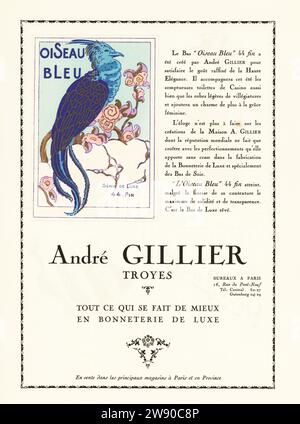 Magazinwerbung für Andre Gillier Strümpfe, Troyes, 1926. Zwei Beinpaare ...