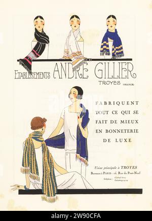 Magazinwerbung für Andre Gillier Strümpfe, Troyes, 1926. Zwei Beinpaare ...