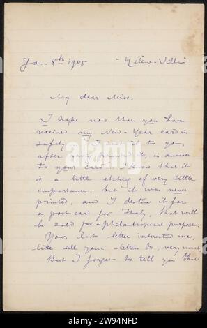Brief an Elsie Maud Cownie, Philip Zilcken, 1905 Brief die Haager Tinte ...