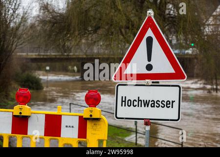 Hochwasser in Trendelburg, der Nebenfluss Diemel überflutet das ...