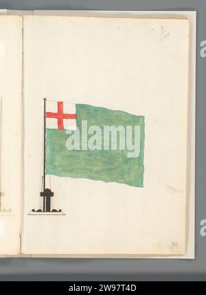 Flagge von Großbritannien, Anonym, 1667 - 1670 ziehende Flagge von Großbritannien. Kombination ...
