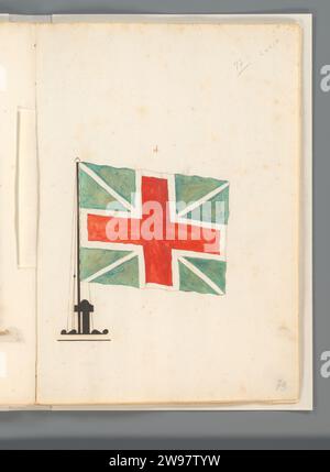 Flagge von Großbritannien, Anonym, 1667 - 1670 ziehende Flagge von Großbritannien. Weiße Flagge ...