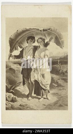 Fotoproduktion von einem Gravur zu einem Gemälde von ruhenden Hirten, 1850 - 1900 Visitenkarte ...