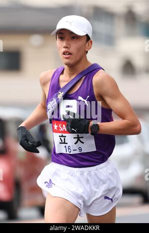Kanagawa, Japan. Januar 2024. (L-R) Shotaro Ishihara (), Ryuichiro Ono () Leichtathletik : 100 ...