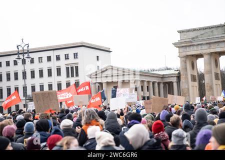 Berliner Protest gegen AFD-Rechten und Bauern, die im Januar 2024 ...