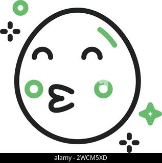 Küssen mit lächelnden Augen emoji Umriss Vektor-Symbol. Dünne Linie ...
