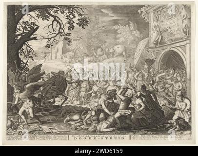 Der Tod kämpft gegen die Menschheit, allegorische Darstellung. Der Tod ...