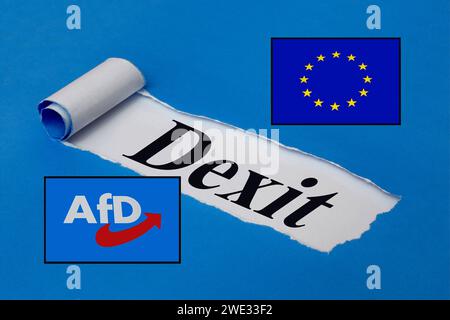 Dexit mit AfD-Symbol und Symbol der EU Dexit mit AfD-Symbol und Symbol ...