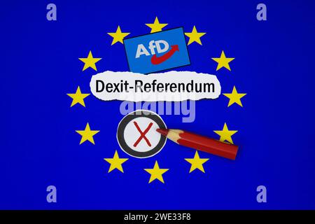 Dexit mit AfD-Symbol und Symbol der EU Dexit mit AfD-Symbol und Symbol ...
