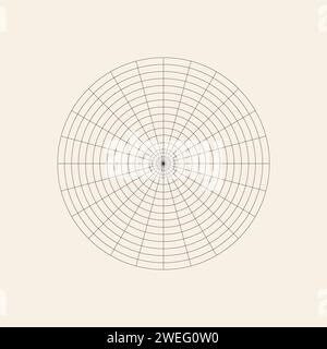 Kreisförmiges Raster mit Polarkoordinaten auf weißem Hintergrund ...