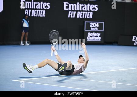 Jannik Sinner of Italy gewinnt Daniil Medwedev beim Grand Slam-Tennisturnier der australischen ...